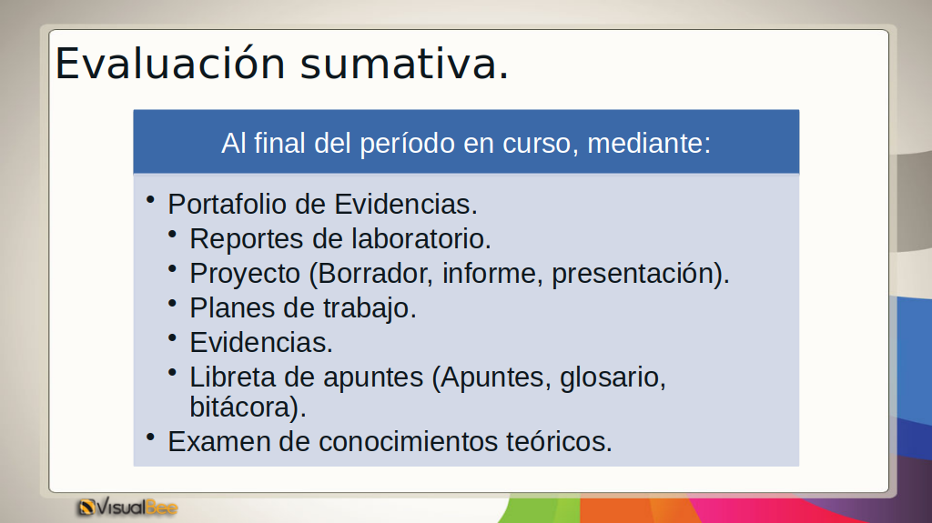 Evaluación sumativa.